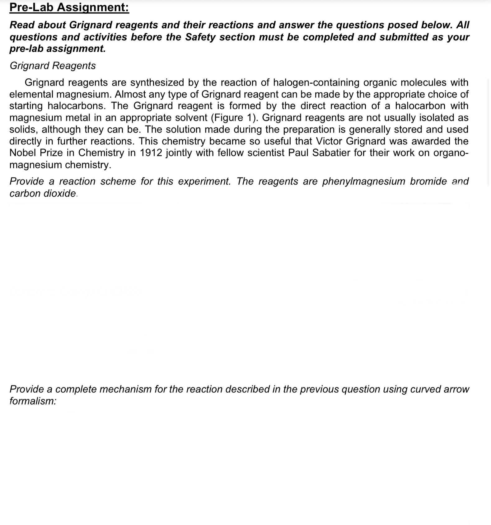 Solved Pre-Lab Assignment:Read about Grignard reagents and | Chegg.com