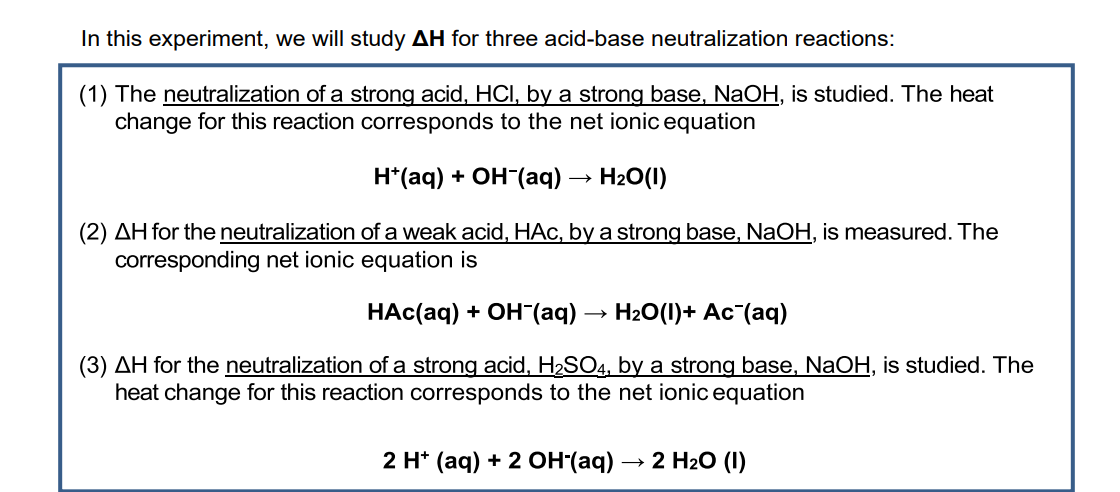 Solved Thermochemistry Lab: Enthalpy of Neutralization Data | Chegg.com