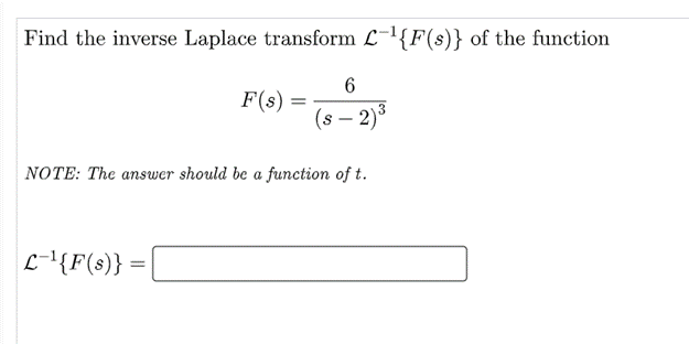 Solved Find the inverse Laplace transform --!{F(s)} of the | Chegg.com