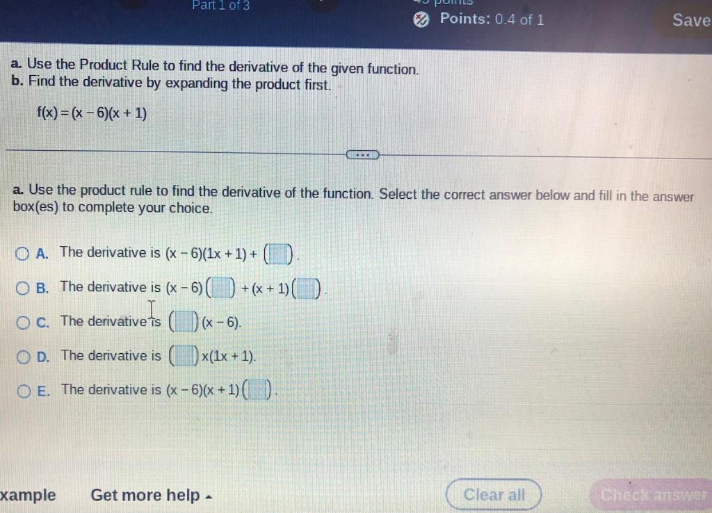 Solved a. Use the Product Rule to find the derivative of the | Chegg.com
