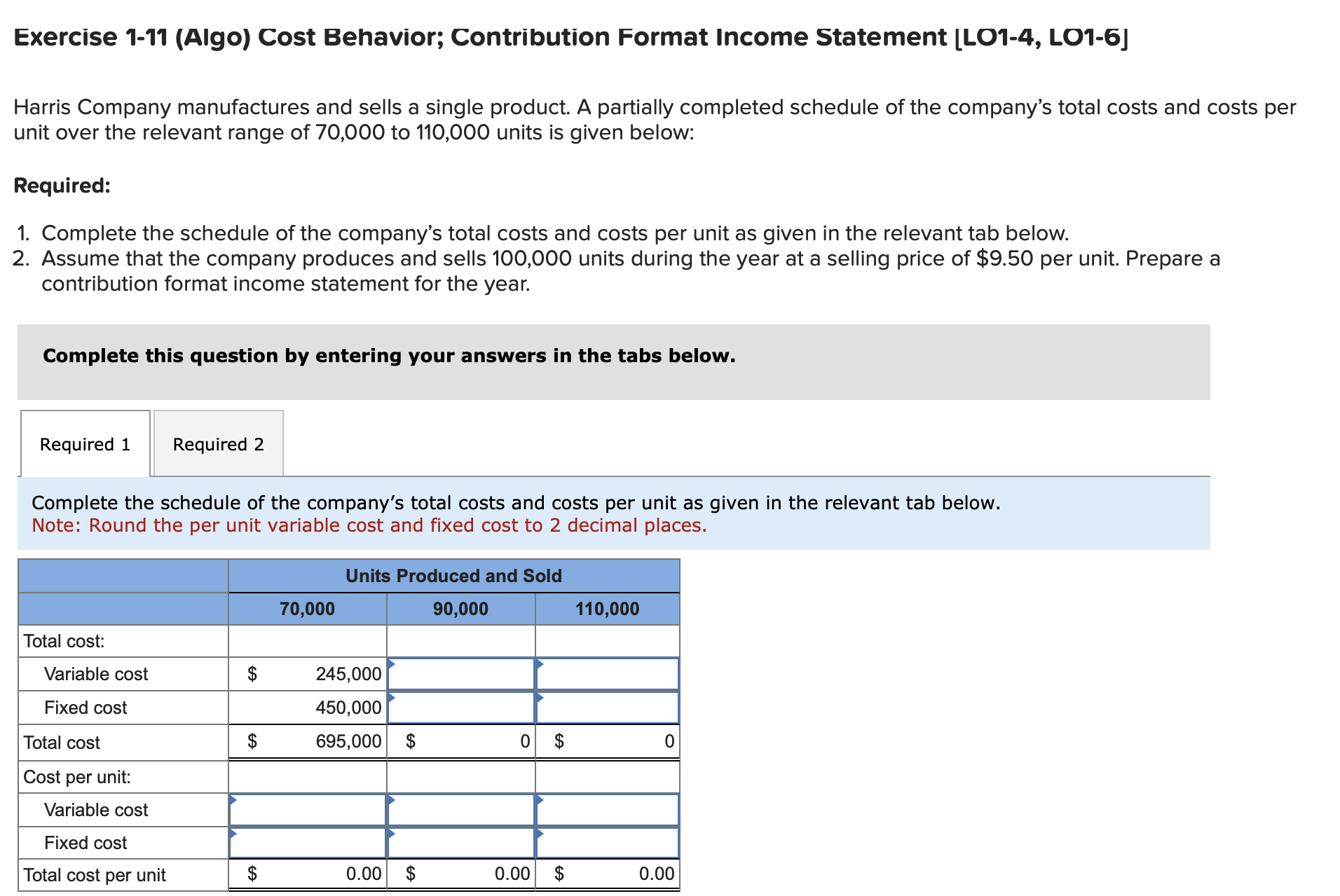 Solved Exercise 1-11 (Algo) Cost Behavior; Contribution | Chegg.com