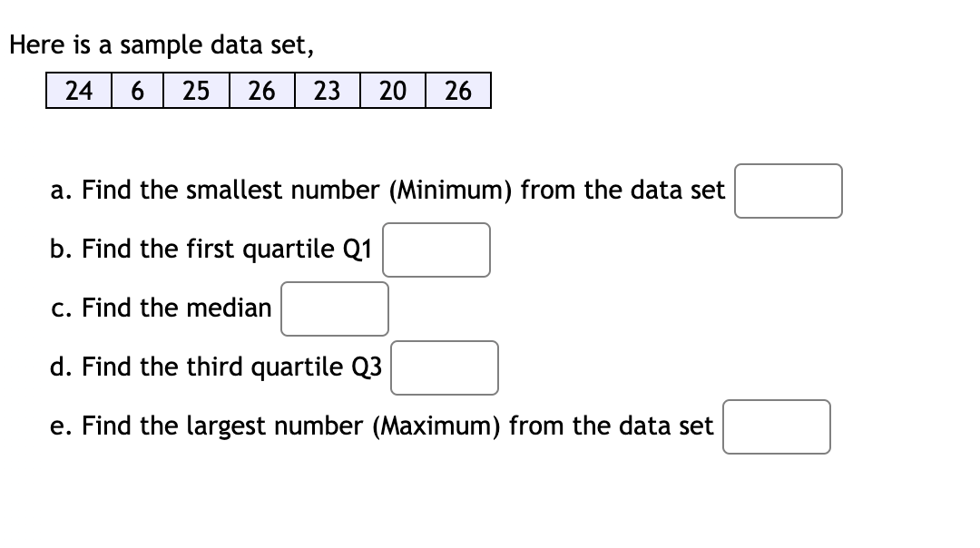 Solved Here is a sample data set, a. Find the smallest | Chegg.com