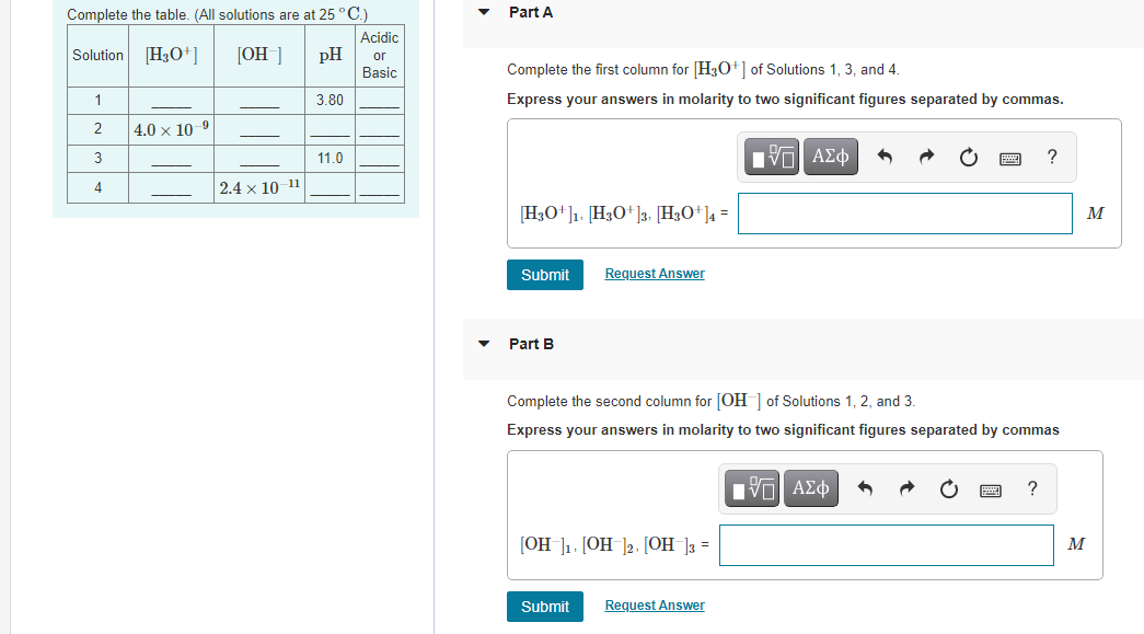Solved Part A Complete the table. (All solutions are at | Chegg.com
