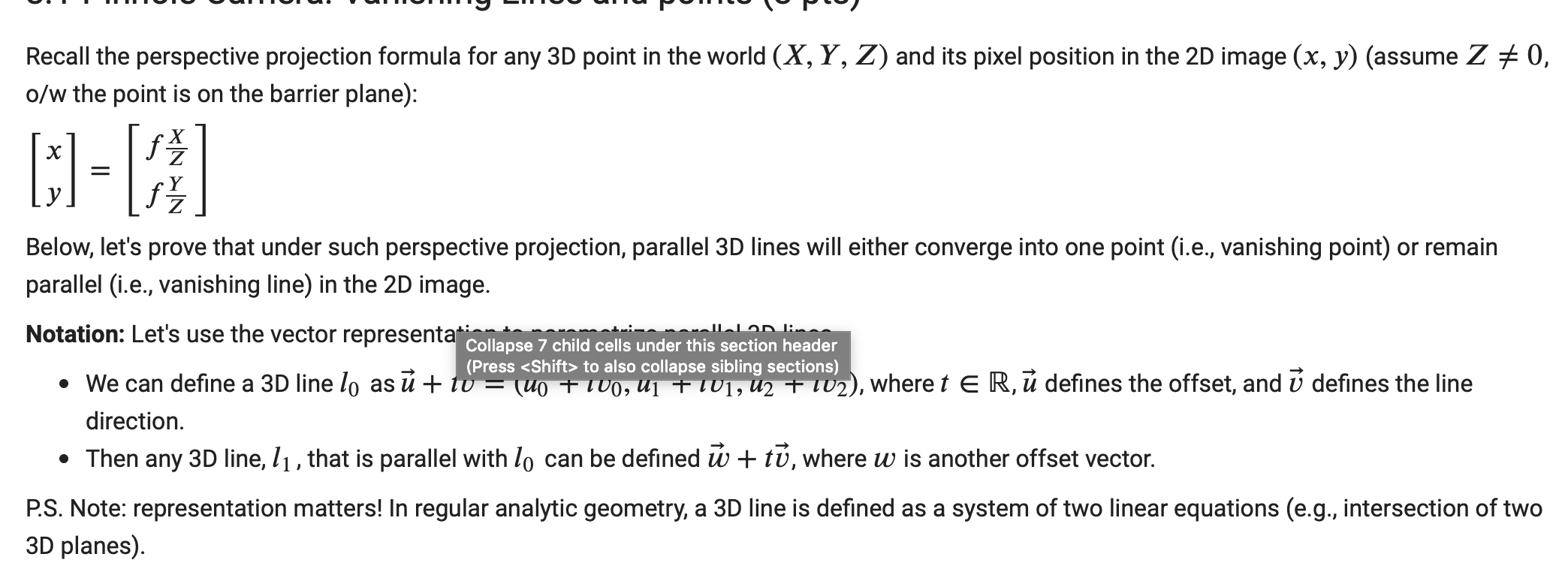 Recall the perspective projection formula for any 3D | Chegg.com