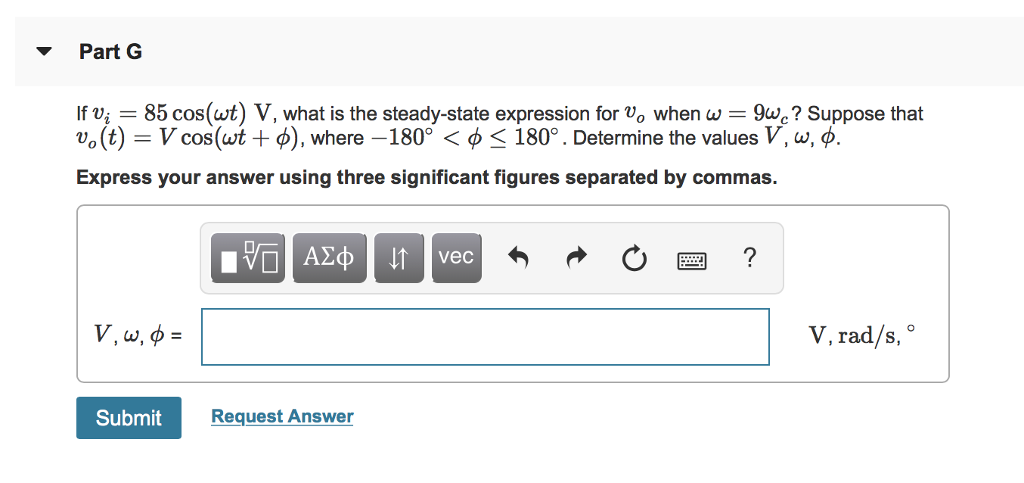 Solved Submit Previous Answers Consider the RC filter shown | Chegg.com