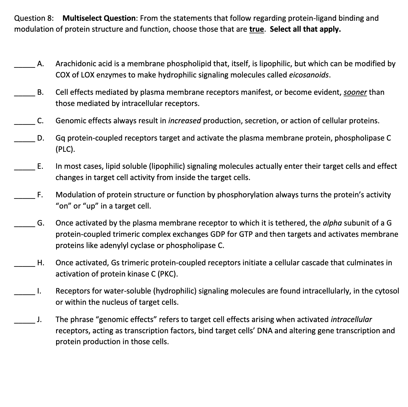 Solved Question 8: Multiselect Question: From the statements | Chegg.com