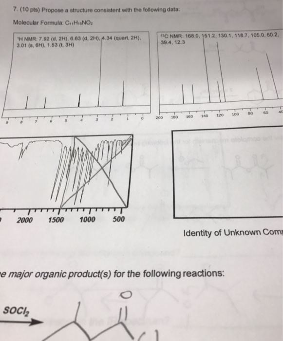 Solved Propose a structure consistent with the following | Chegg.com