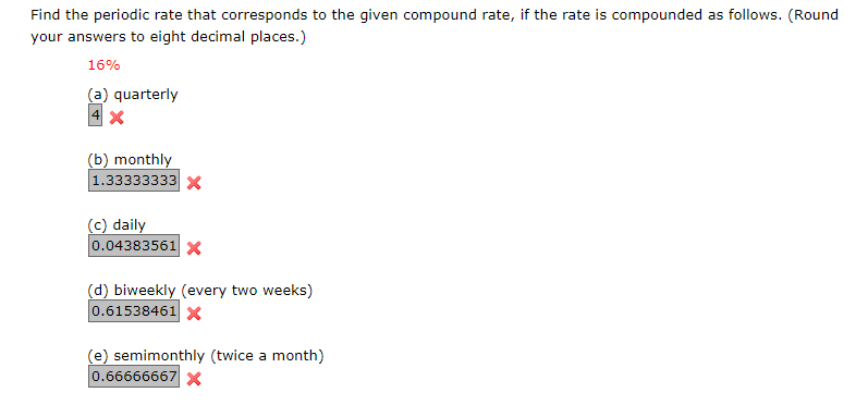 Solved Find the periodic rate that corresponds to the given | Chegg.com