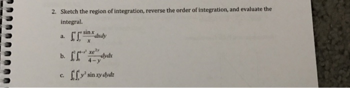 Solved Sketch the region of Integration, reverse the order | Chegg.com