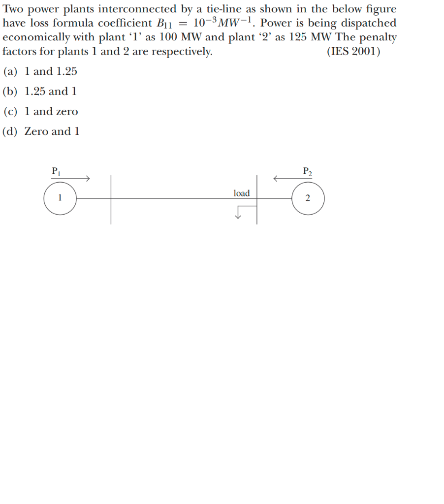 Solved Two power plants interconnected by a tie-line as | Chegg.com