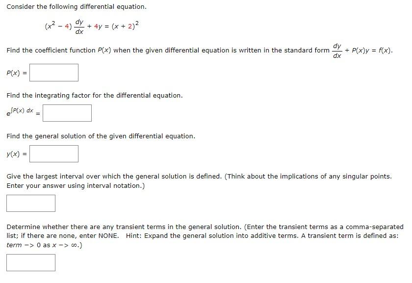 Solved Consider the following differential equation. | Chegg.com