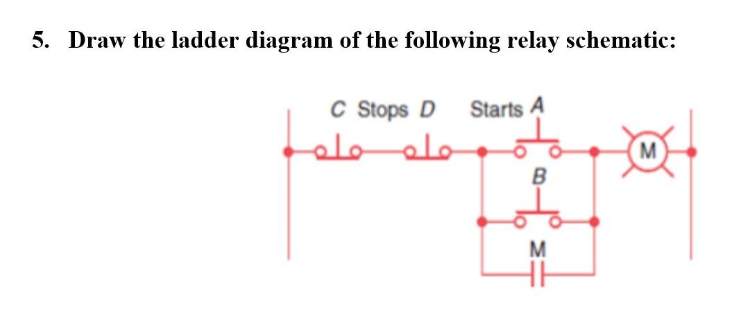 Solved 5. Draw the ladder diagram of the following relay | Chegg.com