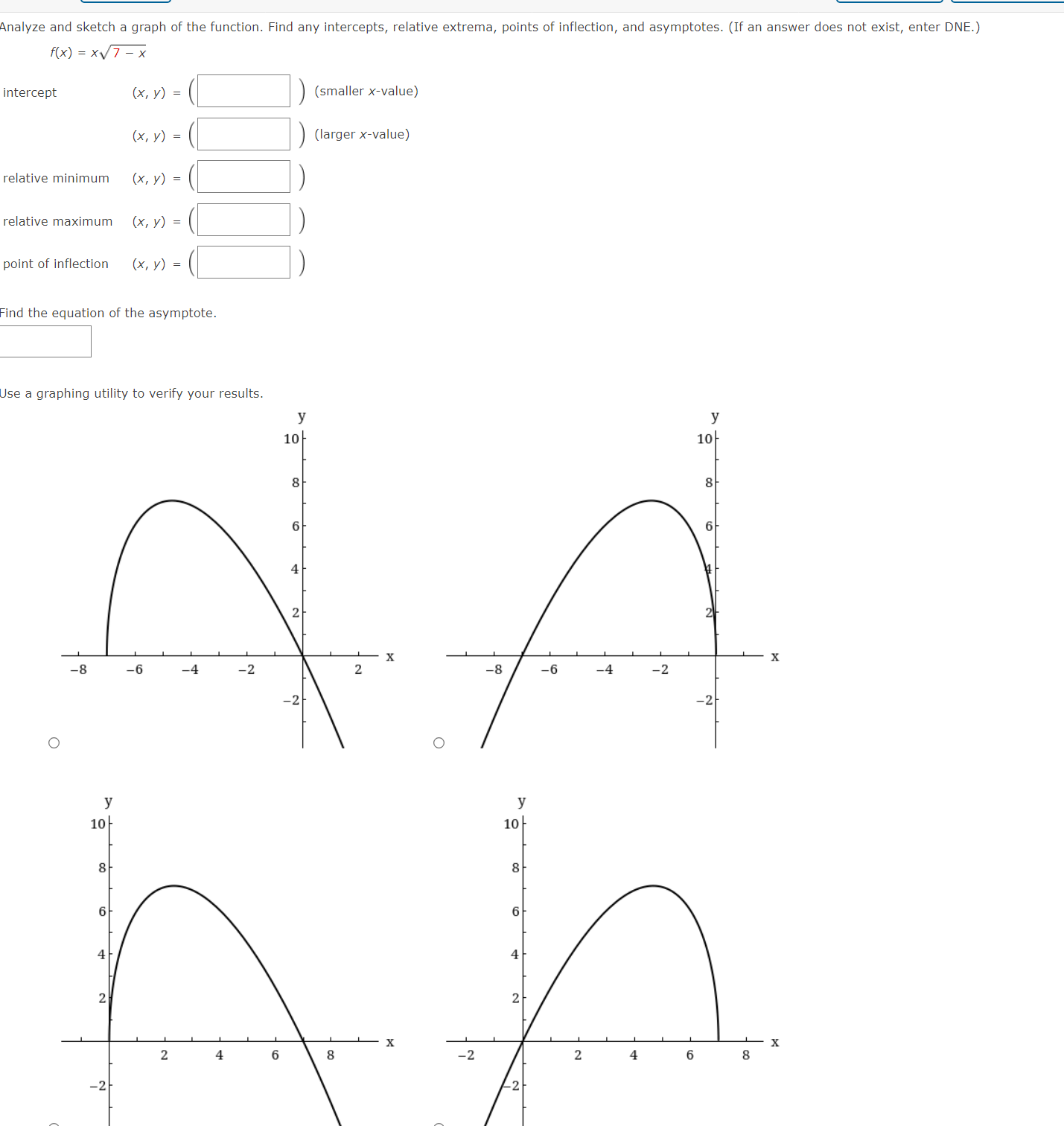 Solved Analyze and sketch a graph of the function. Find any | Chegg.com