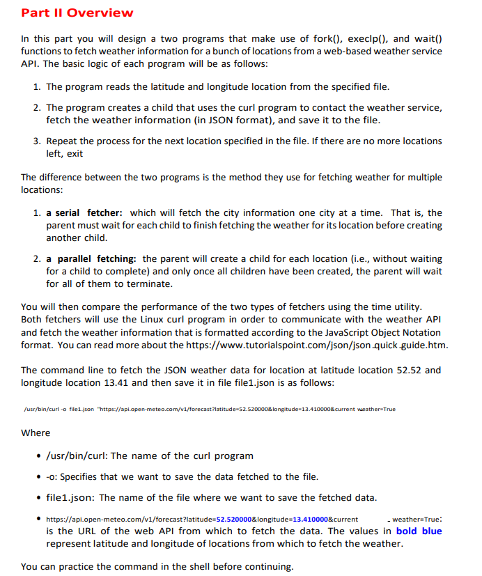 Solved Part I Overview Write a simple shell program called | Chegg.com