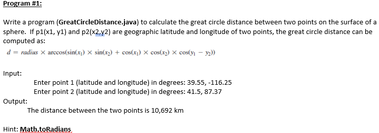 Solved Program #1: Write a program (GreatCircle | Chegg.com