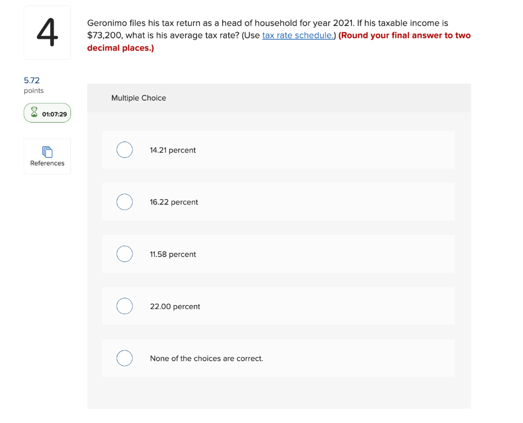 Solved 4 Geronimo Files His Tax Return As A Head Of Chegg