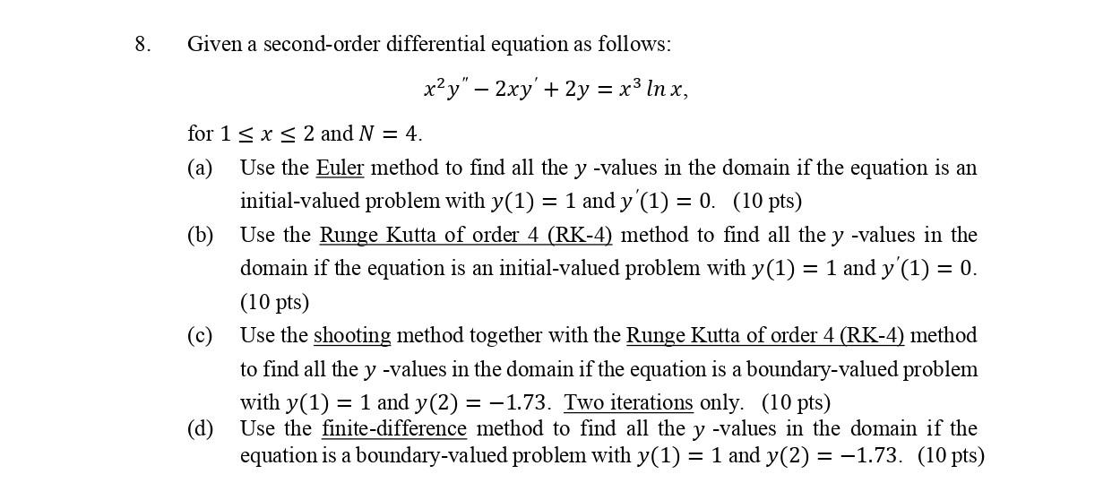8. Given a second-order differential equation as | Chegg.com