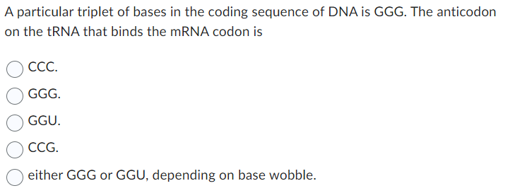 Solved answer this A particular triplet of bases in the | Chegg.com