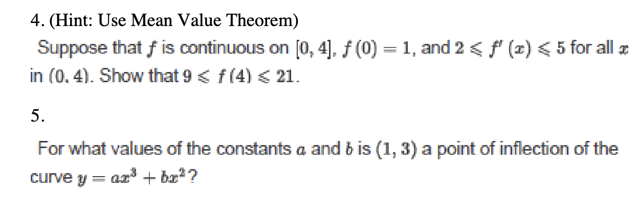 Solved 4. (Hint: Use Mean Value Theorem) Suppose that f is | Chegg.com