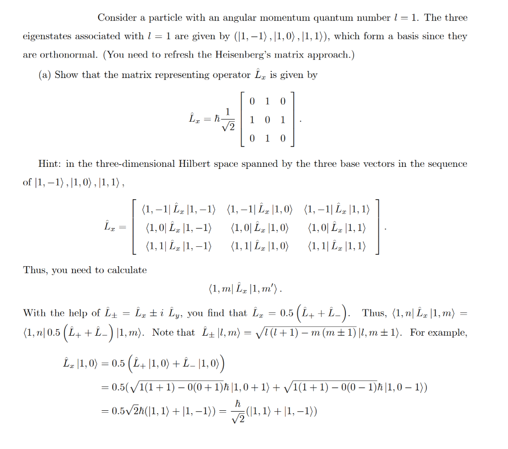 Solved Consider a particle with an angular momentum quantum | Chegg.com