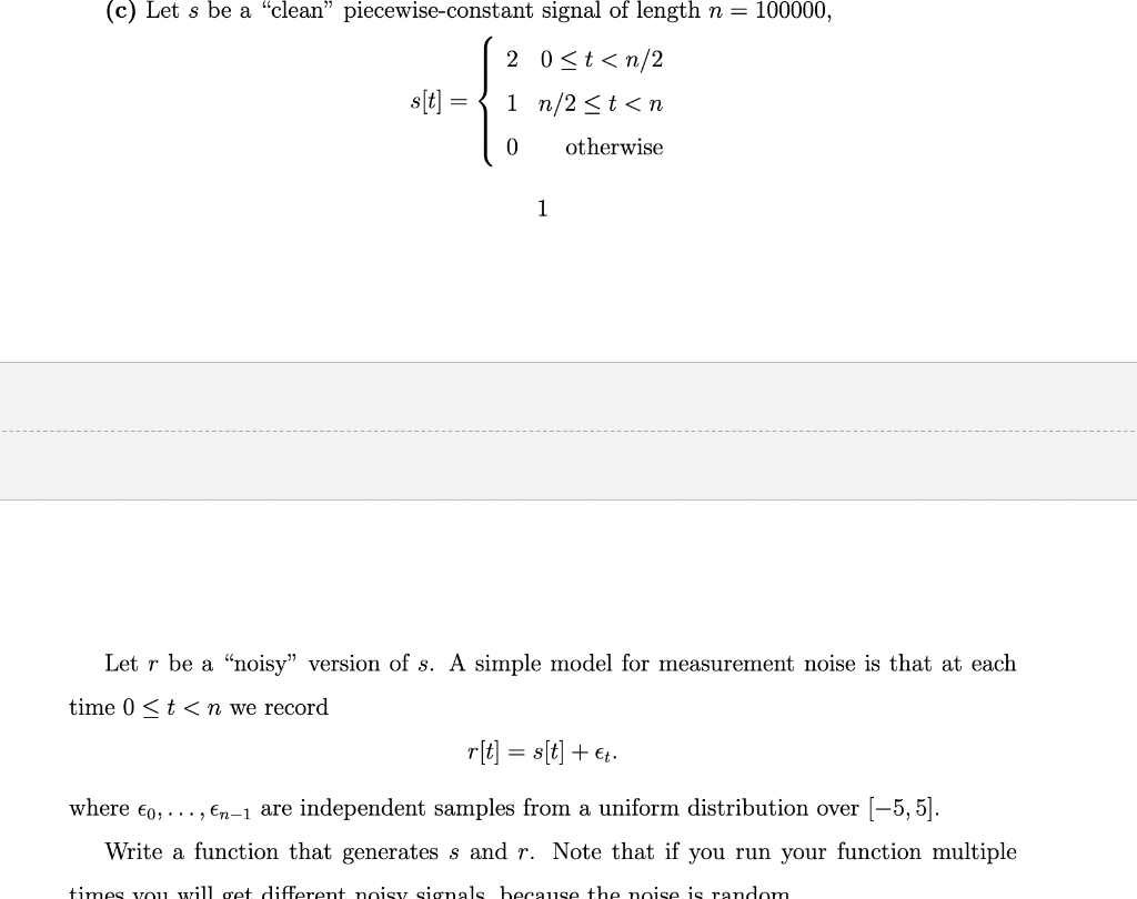 (c) Let s be a "clean" piecewise-constant signal of | Chegg.com