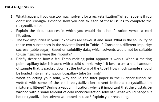 Solved PRE-LAB QUESTIONS What happens if you use too much | Chegg.com