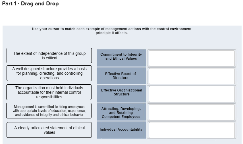 Solved Part1 Drag and Drop Use your cursor to match each | Chegg.com