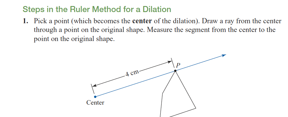 Solved Steps in the Ruler Method for a Dilation 1. Pick a | Chegg.com