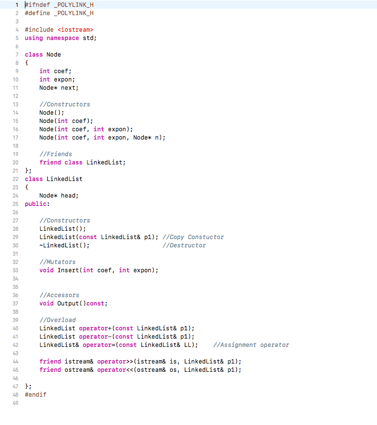 Using this header to file to make a polynomial linked | Chegg.com