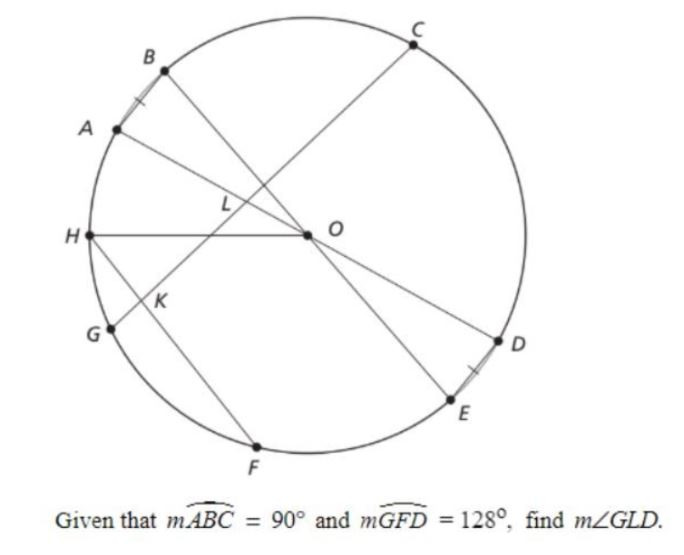 Solved с B A н o K G D E Given that mABC = 90° and MGFD = | Chegg.com