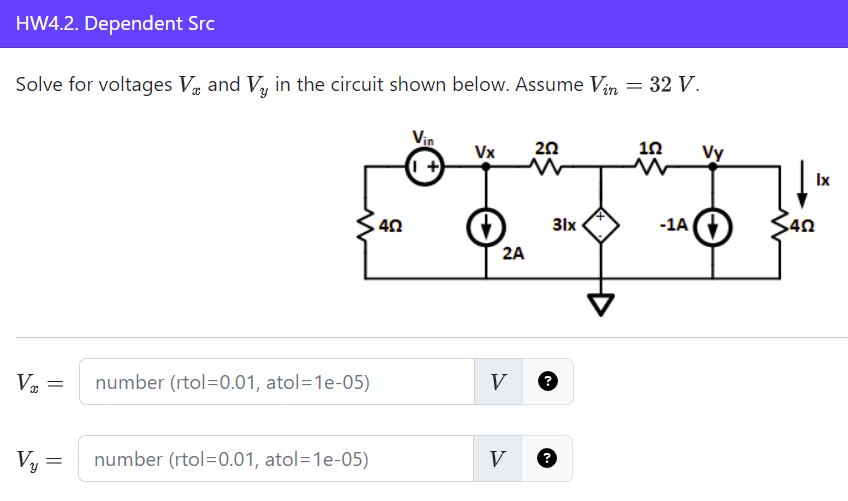 Solved HW4.2. ﻿Dependent SrcSolve for voltages Vx ﻿and Vy | Chegg.com
