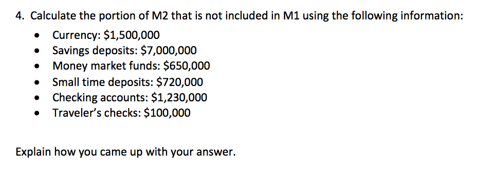 Solved 4. Calculate the portion of M2 that is not included | Chegg.com