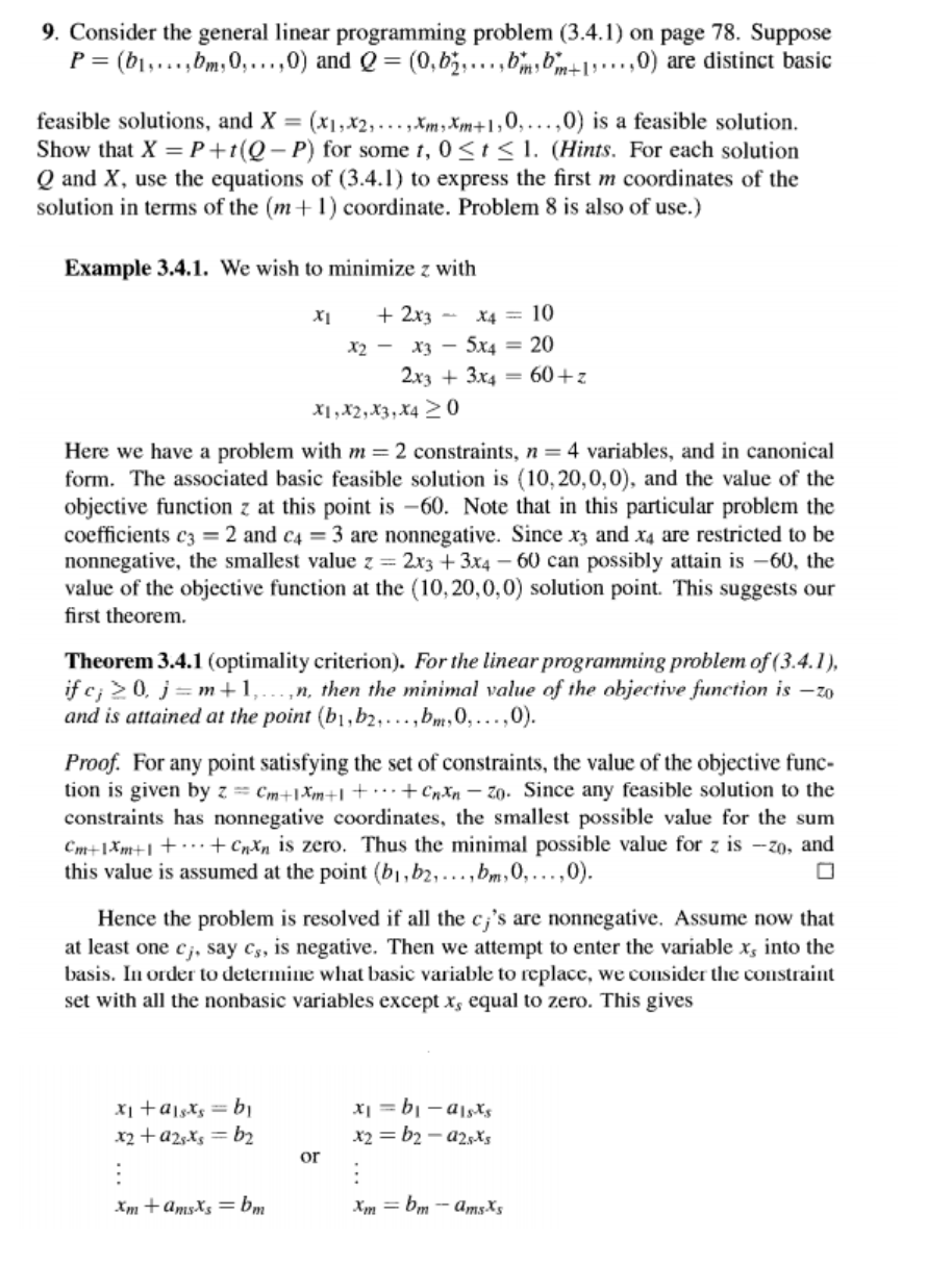 Solved 9. Consider the general linear programming problem | Chegg.com