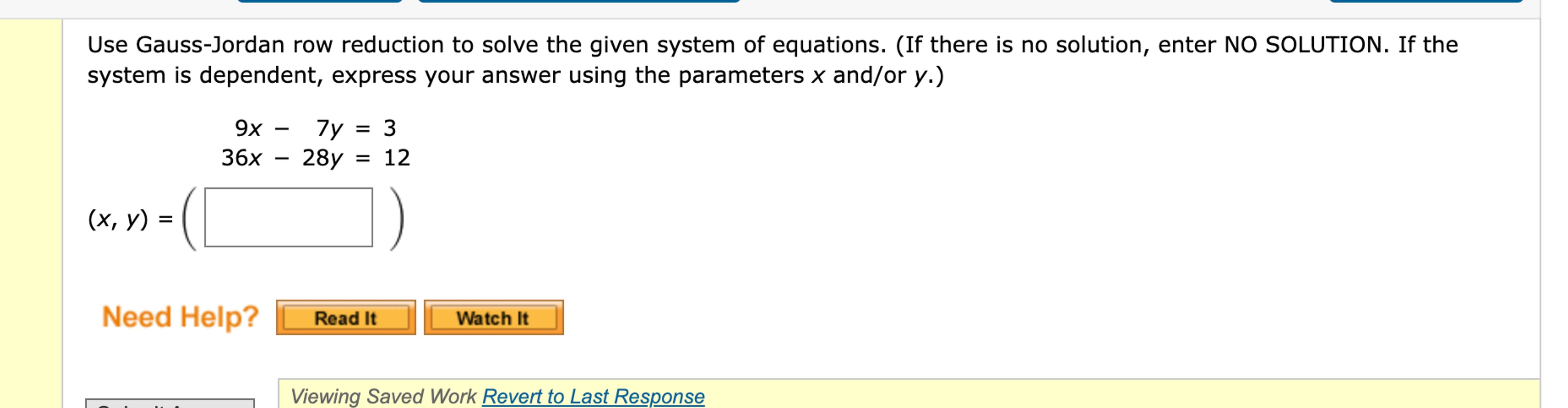 Solved Use Gauss-Jordan row reduction to solve the given | Chegg.com