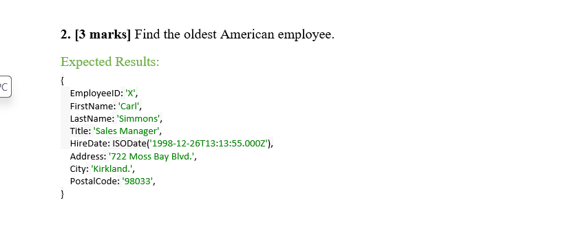 Solved Using Mongo db and the contents of employees.json | Chegg.com