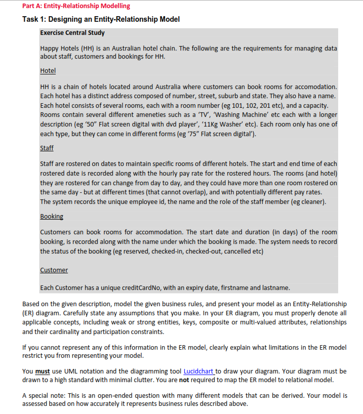 A: Entity-Relationship Modelling k 1: Designing an | Chegg.com