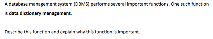 Solved A database management system (DBMS) performs several | Chegg.com