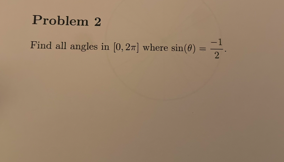Solved Find all angles in [0,2π] where sin(θ)=2−1. | Chegg.com