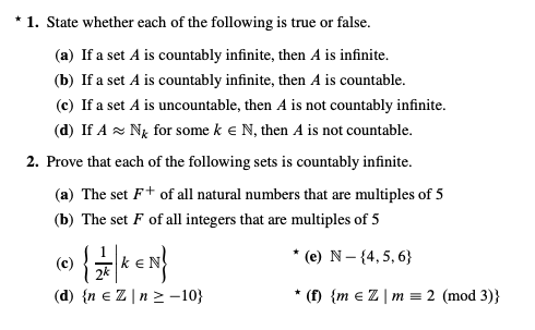 Solved 1. State whether each of the following is true or | Chegg.com