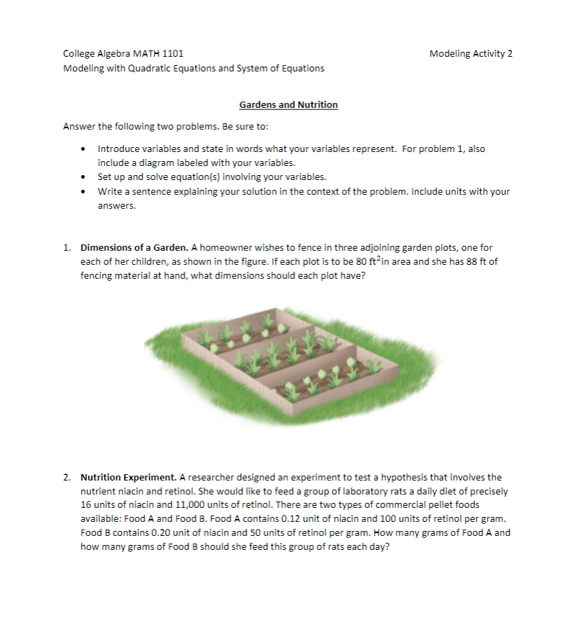 Solved Gardens and Nutrition Answer the following two | Chegg.com