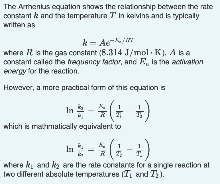 Solved The Arrhenius equation shows the relationship between | Chegg.com