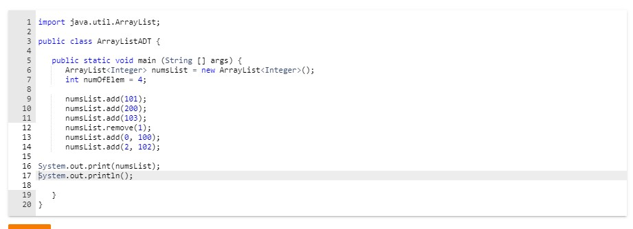 Solved Modify the existing ArrayLists's contents, by erasing | Chegg.com
