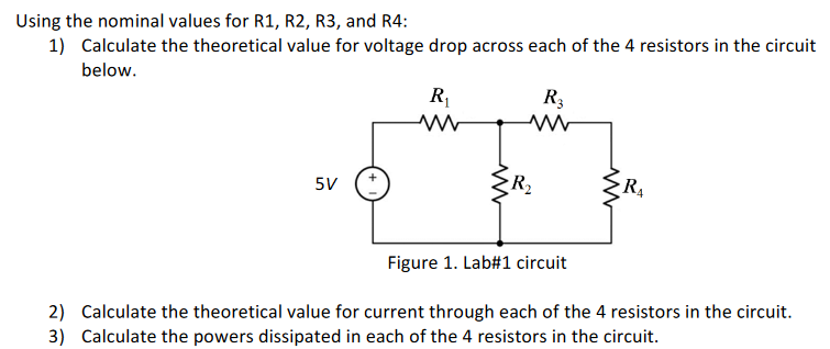 Solved Using the nominal values for R1, R2, R3, and R4: 1) | Chegg.com