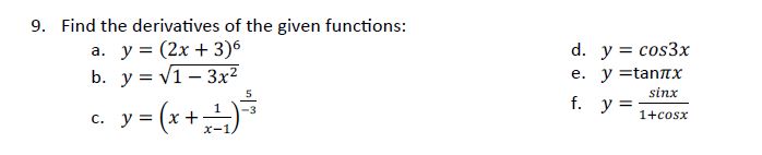 Solved Find the derivatives of the given | Chegg.com
