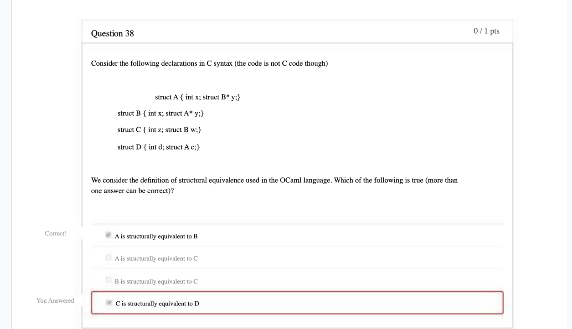 Solved the CORRECT answer is ONLY A is structurally | Chegg.com