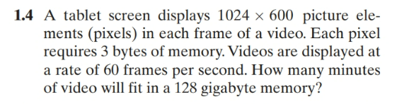 Solved 1.4 A tablet screen displays 1024 x 600 picture ele- | Chegg.com