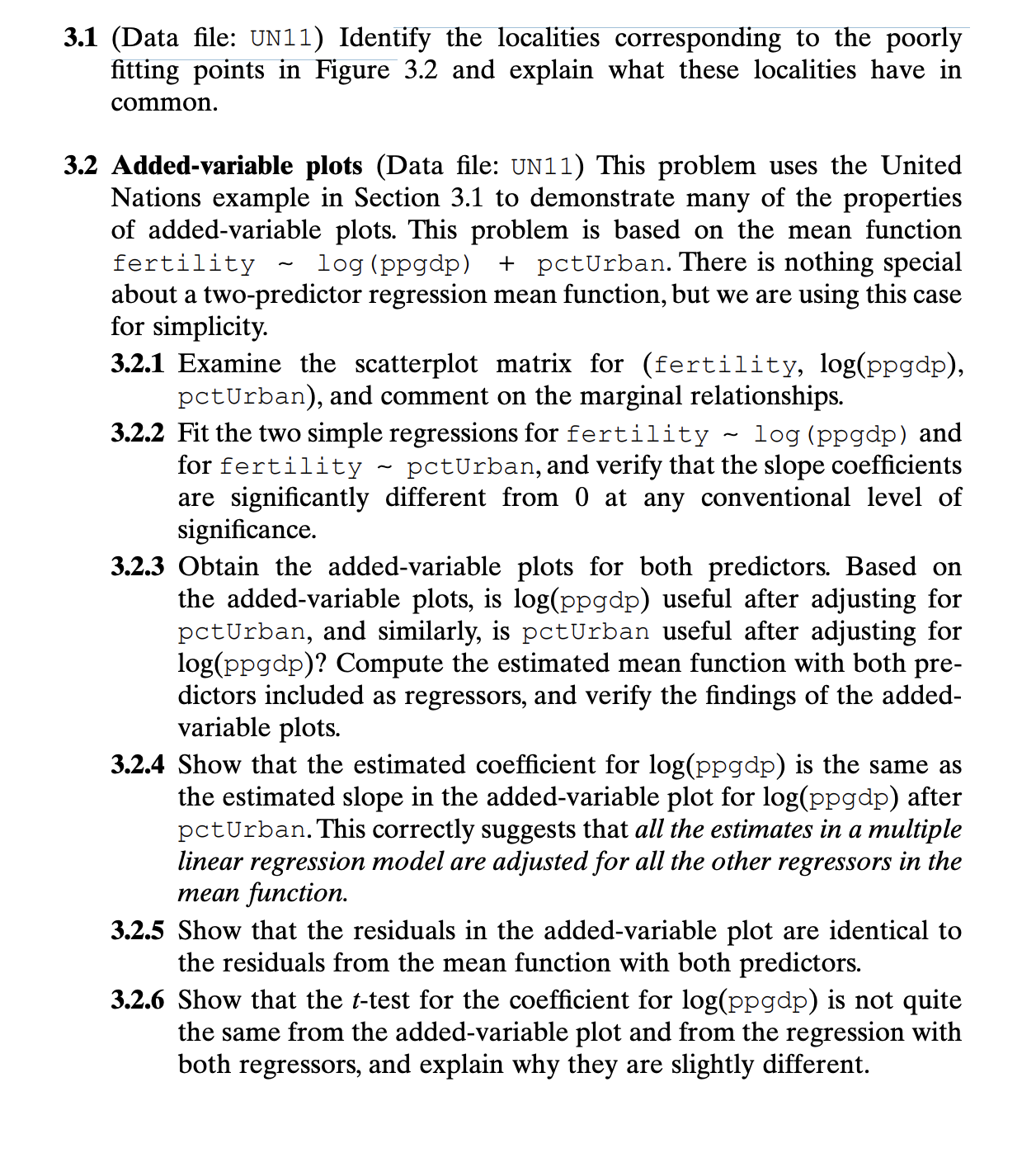 3.1 (Data file: UN11) Identify the localities | Chegg.com