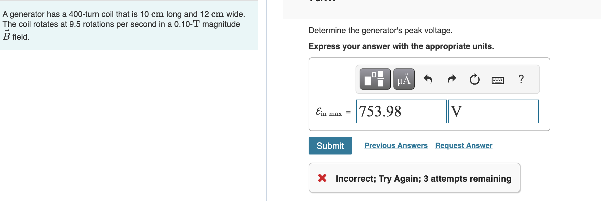 Solved A generator has a 400 -turn coil that is 10 cm long | Chegg.com