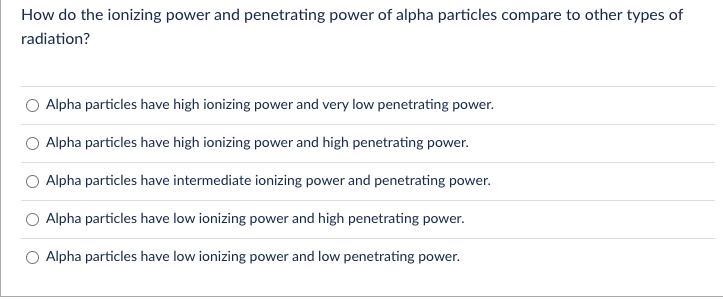 Solved How do the ionizing power and penetrating power of | Chegg.com