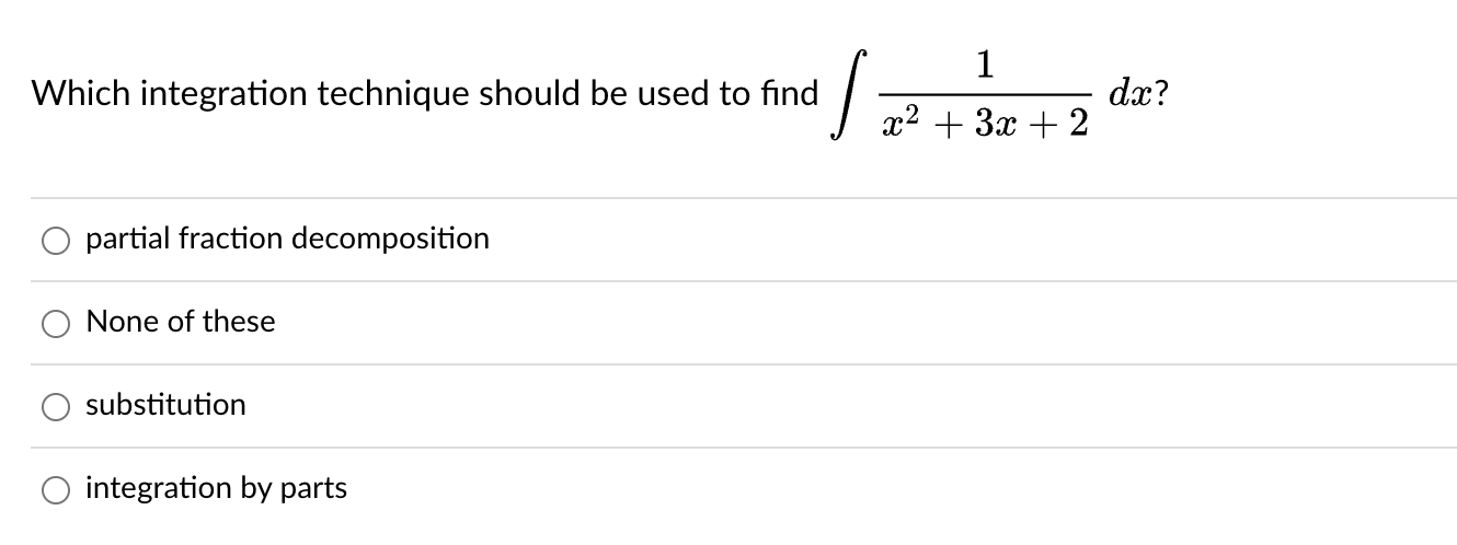 Solved Which integration technique should be used to find | Chegg.com